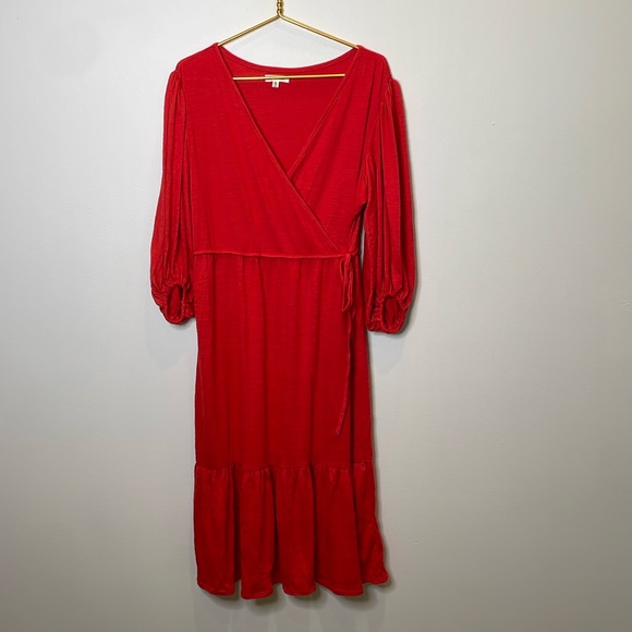 Max Studio | Dresses | Max Studio Red Faux Wrap Dress Xl | Poshmark